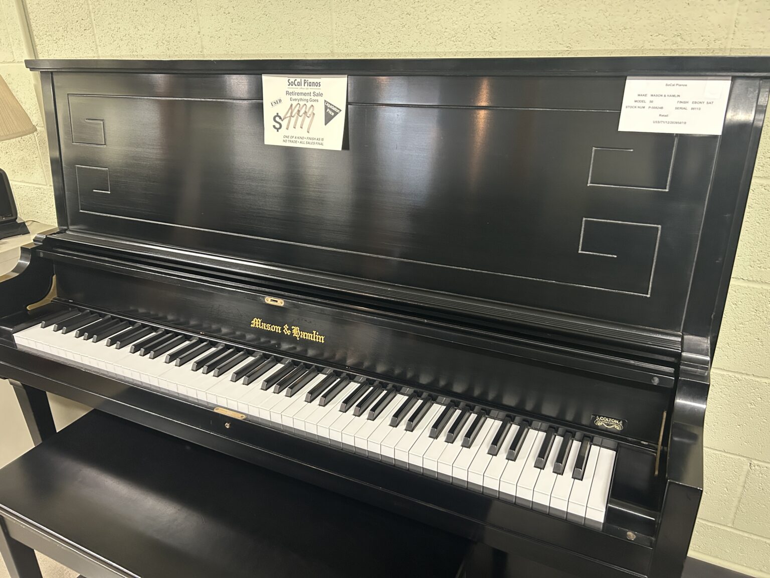 Mason & Hamlin Model 50 - A premium quality upright REDUCED! - SoCal Pianos